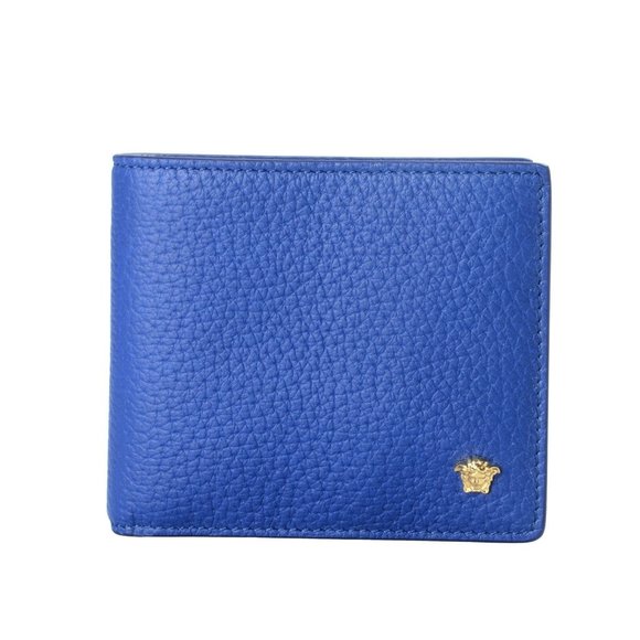 Versace | Bags | Versace 0 Leather Blue Mens Wallet | Poshmark